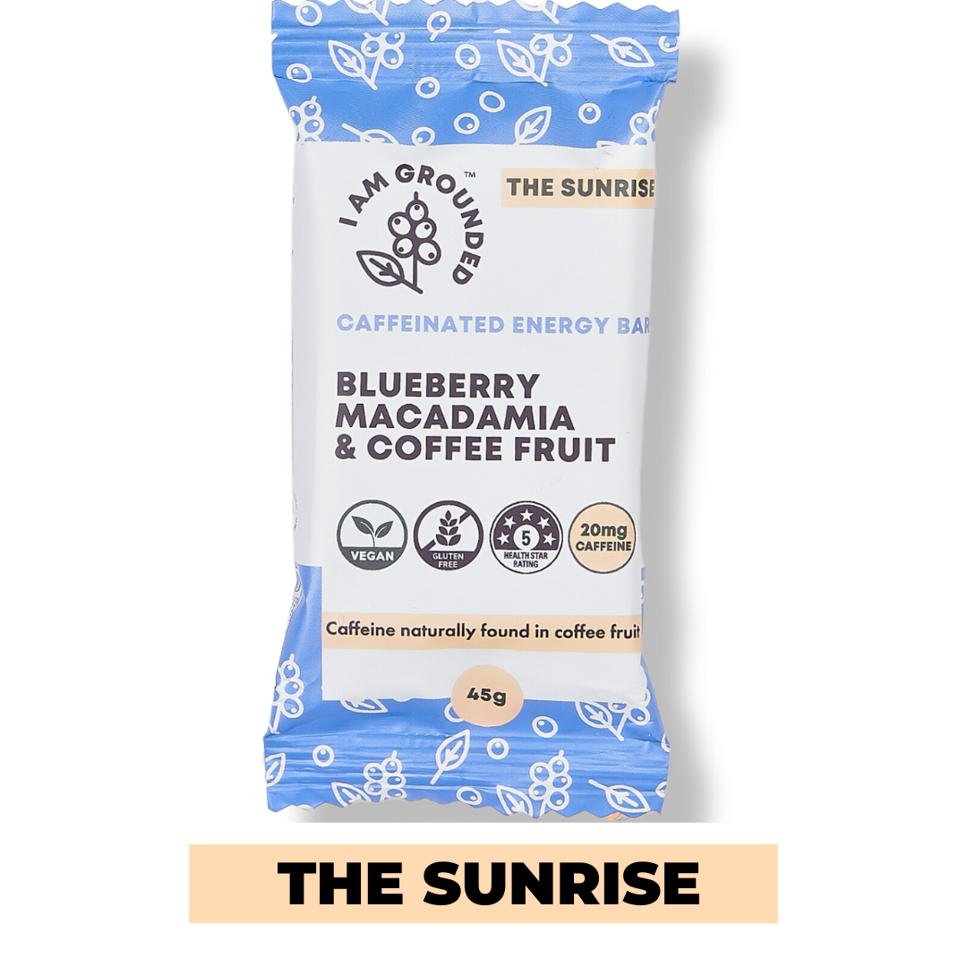 I AM GROUNDED THE SUNRISE Blueberry Macadamia Coffee Fruit Bar I AM GROUNDED THE SUNRISE Blueberry Macadamia Coffee Fruit Bar